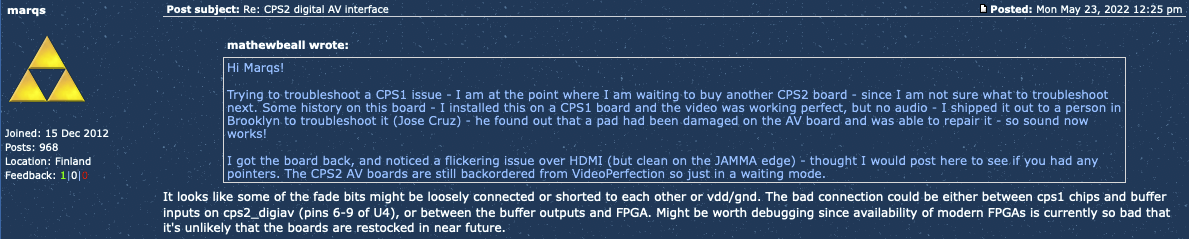 Repair: Capcom CPS1 with Marqs HDMI Mod – ShootTheCore.tech